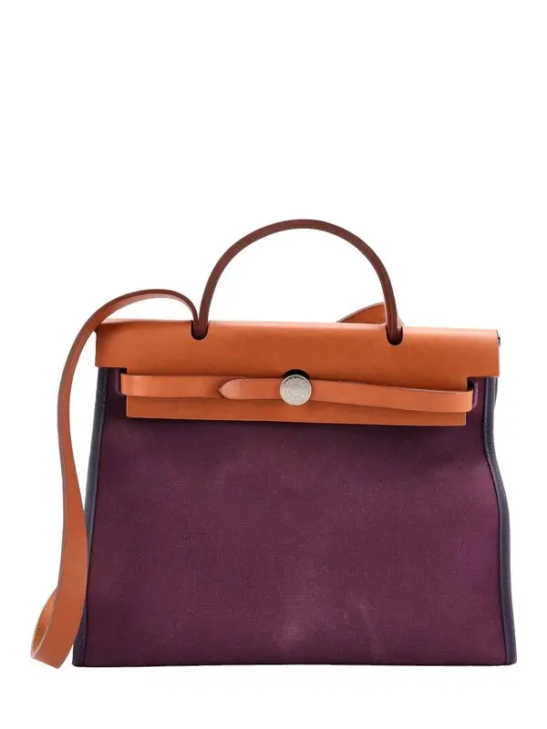 Hermès Herbag Zip Leather And Toile 31 - Cassis