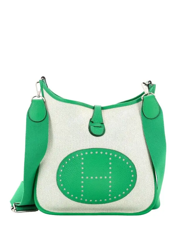 Hermès Evelyne Bag Gen Iii Toile And Leather Pm - Green