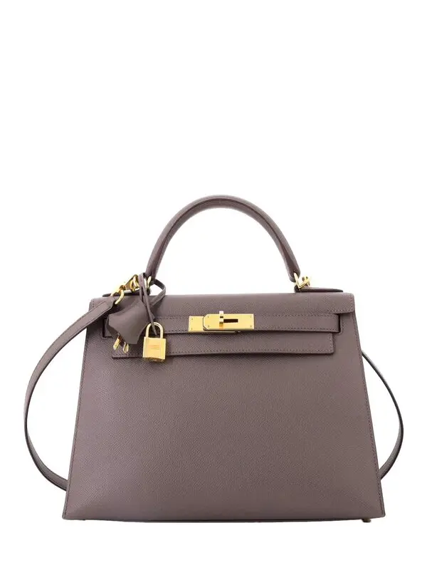Hermès Kelly Handbag 28 Grey Epsom With Gold Hardware - Etain
