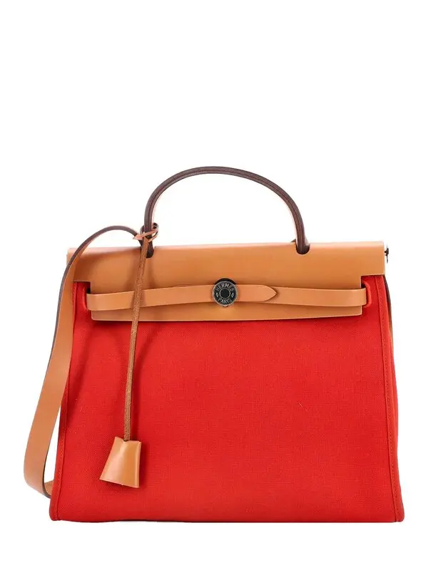 Hermès Herbag Zip Leather And Toile 31 - Rouge Tomate