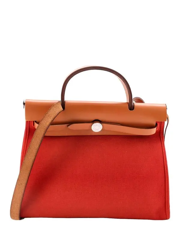 Hermès Herbag Zip Leather And Toile 31 - Rouge Duchesse