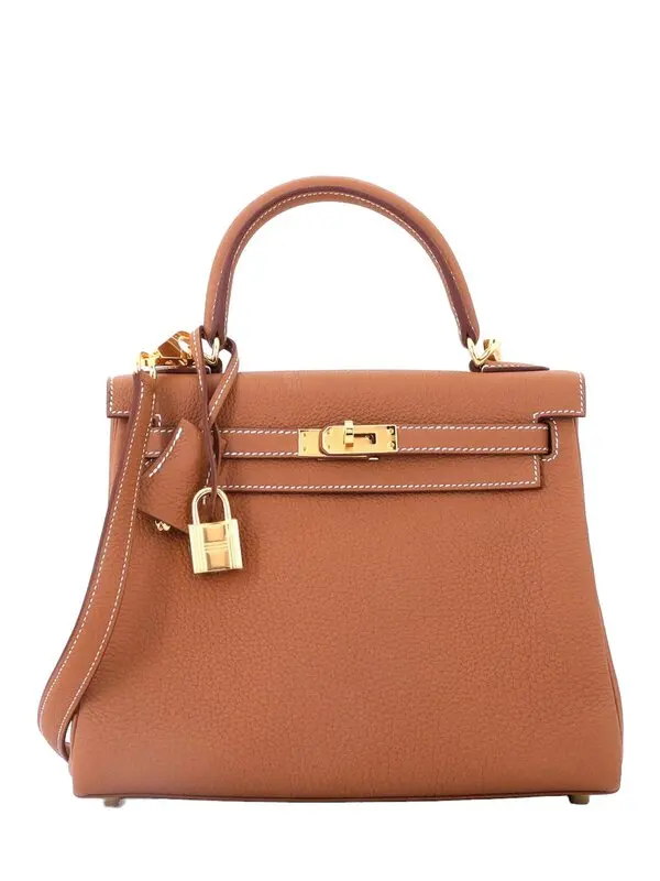 Hermès Kelly Handbag 25 Brown Togo Leather With Hardware - Gold