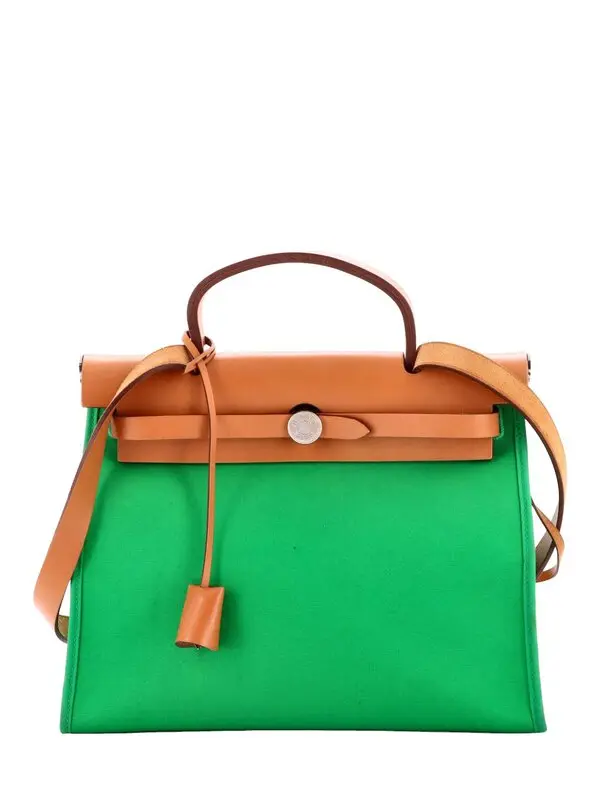 Hermès Herbag Zip Leather And Toile 31 - Green