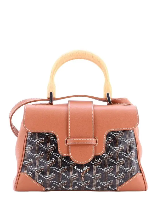 Goyard Saigon Top Handle Mini Bag Coated Canvas With Leather - Brown