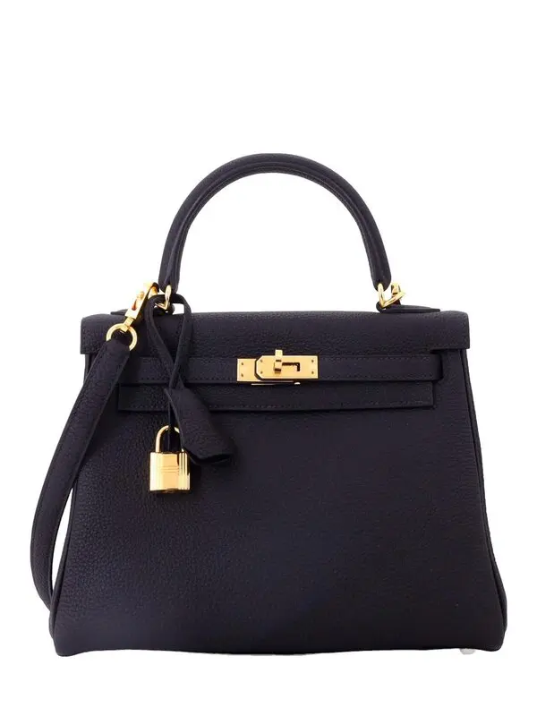 Hermès Kelly Handbag 25 Black Togo With Gold Hardware - Noir