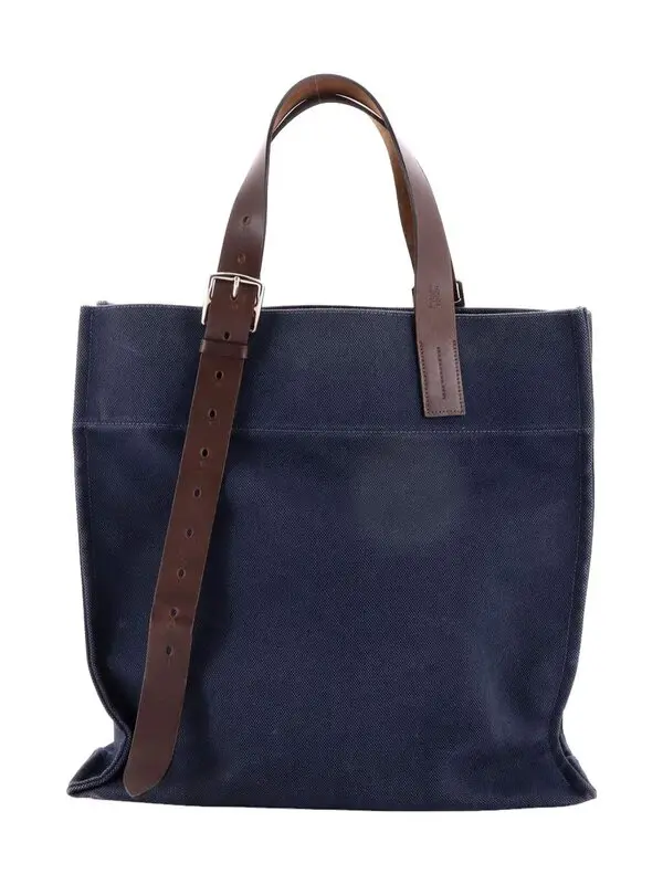 Hermès Etriviere Shopping Tote Toile And Leather - Blue