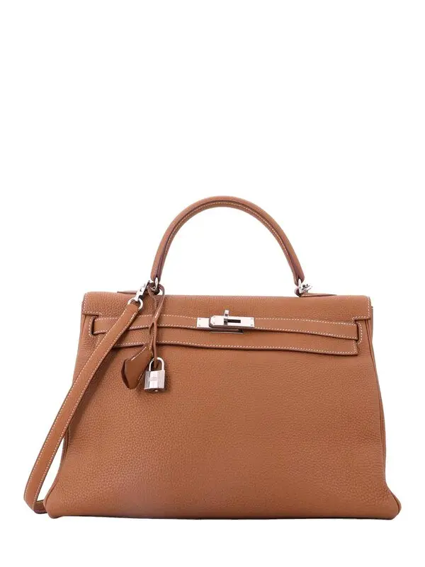 Hermès Kelly Handbag Togo Leather 35 With Palladium Hardware - Gold