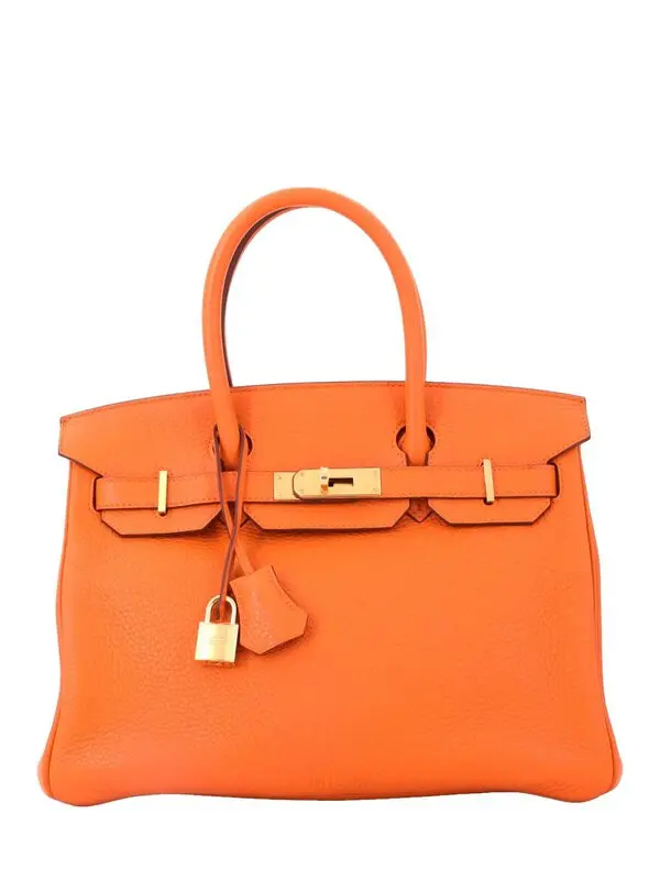 Hermès Birkin Handbag Orange Clemence With Gold Hardware 30 - Orange H