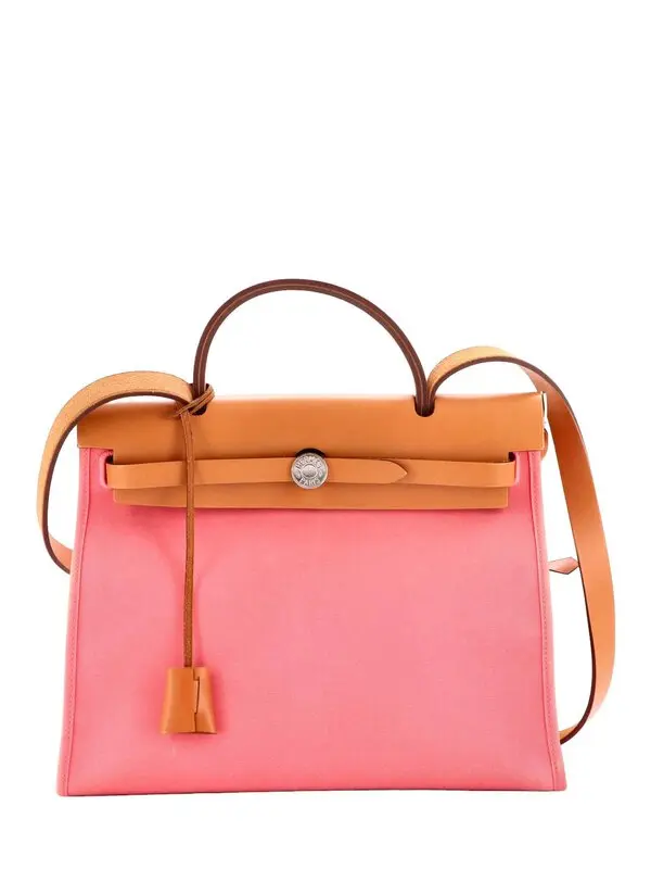 Hermès Herbag Zip Leather And Toile 31 - Rose Azalee