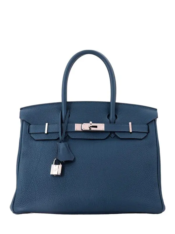 Hermès Birkin Handbag Blue Togo With Palladium Hardware 30 - Colvert