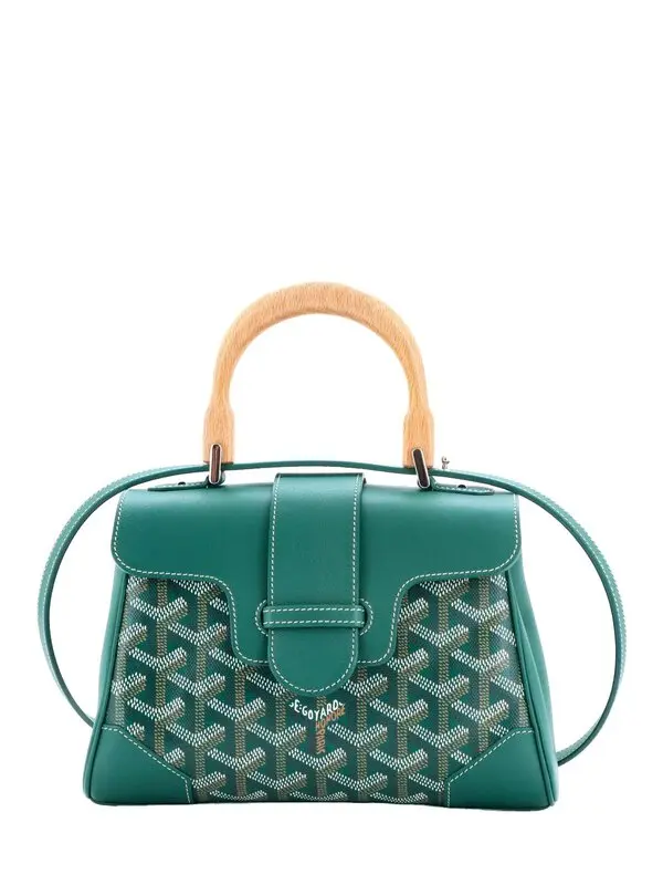 Goyard Saigon Top Handle Bag Coated Canvas With Leather Mini - Green
