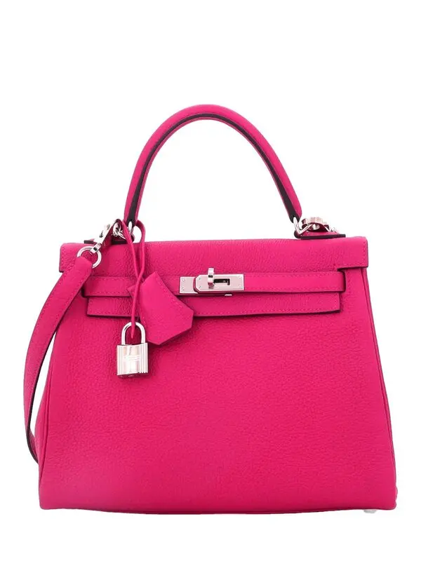 Hermès Kelly Handbag Togo 25 With Palladium Hardware - Framboise