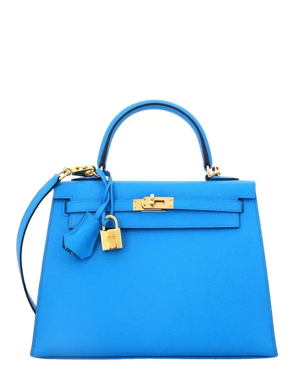 Hermès Kelly Handbag Blue Epsom With Gold Hardware 25 - Bleu Frida