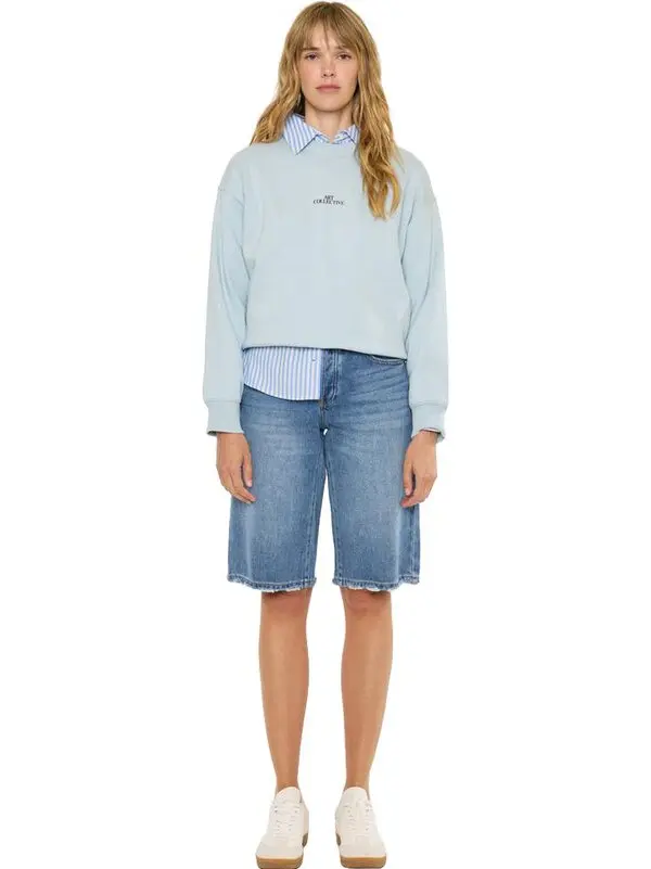 KANCAN Low Slung Baggy Denim Jorts - Medium Wash