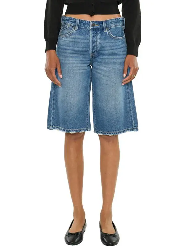 KANCAN Low Slung Baggy Denim Jorts - Medium Wash
