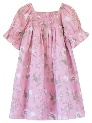 BEET WORLD Olivia Dress With Smocking - Pink & Green