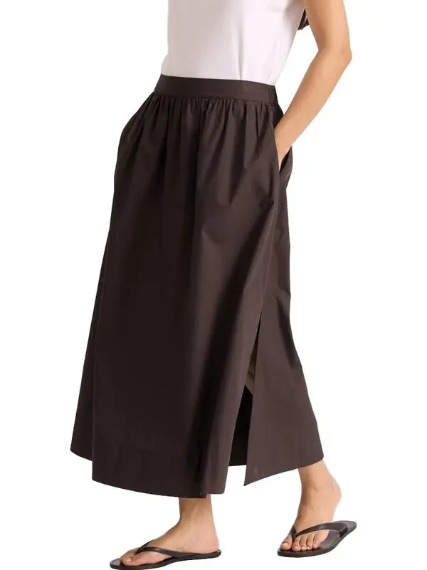 ALBARAY Cotton Full Skirt - Chocolate