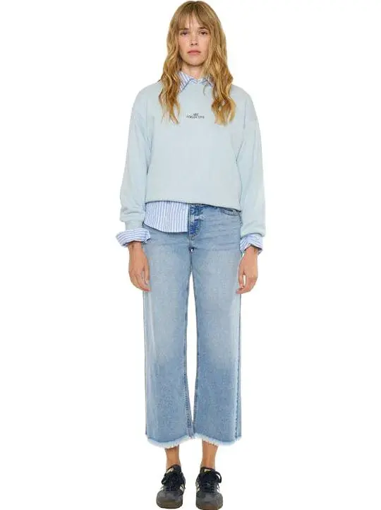 KANCAN Mid-rise Cropped Wide-leg Jeans - Light Wash