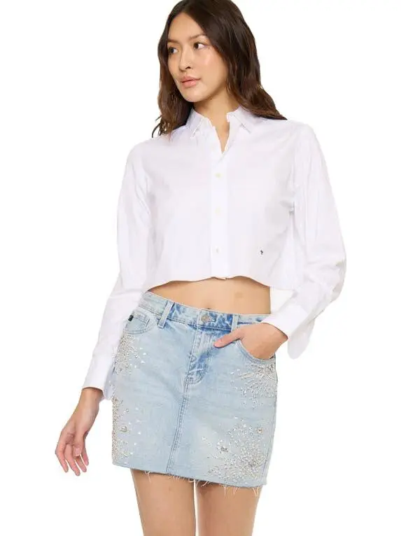 KANCAN Izra Mid-rise Embellished Denim Skirt - Light Wash