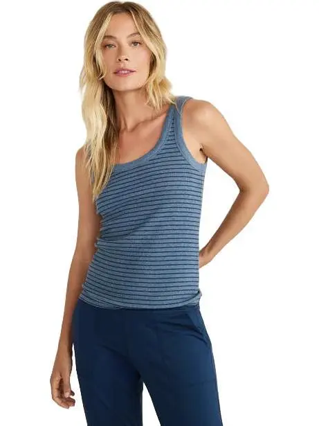 HAVEN WELL WITHIN Organic Cotton Striped Tank - Indigo Heather Stripe