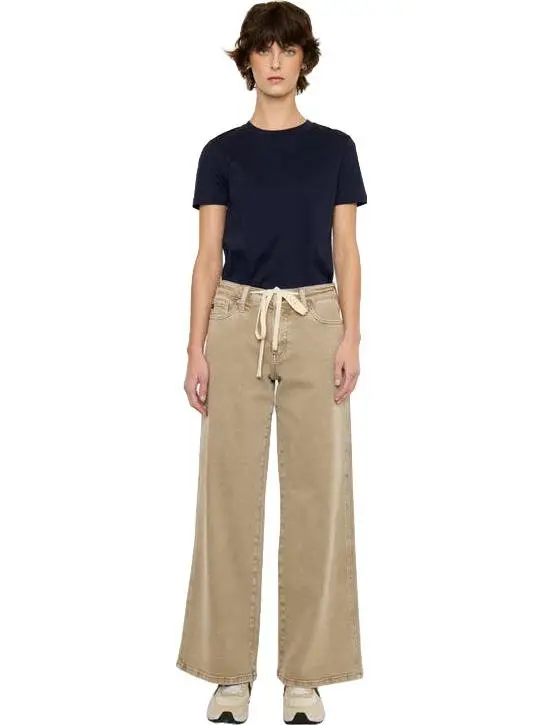KANCAN Mid Rise Wide Leg Flare Jeans - Tan