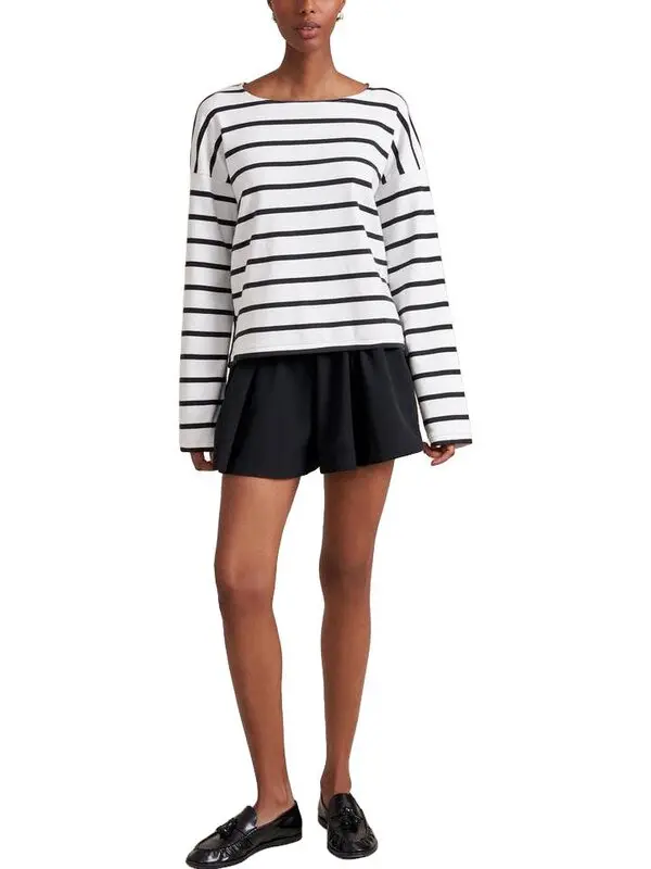LA LIGNE Long Sleeve Breton Tee - Ivory/black