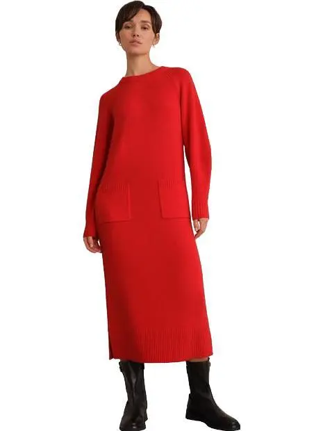 HOBBS LONDON Claudia Knitted Midi Dress - Pepper Red