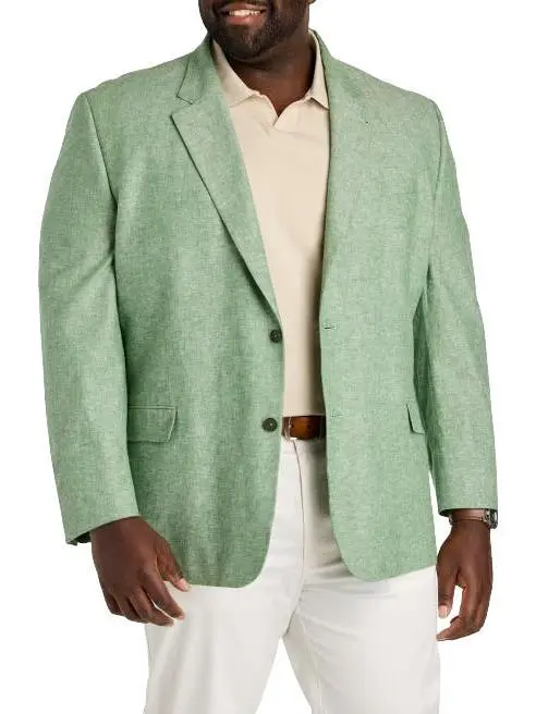 OAK HILL BY DXL Linen Blend Jacket Relaxer Sport Coat - Green