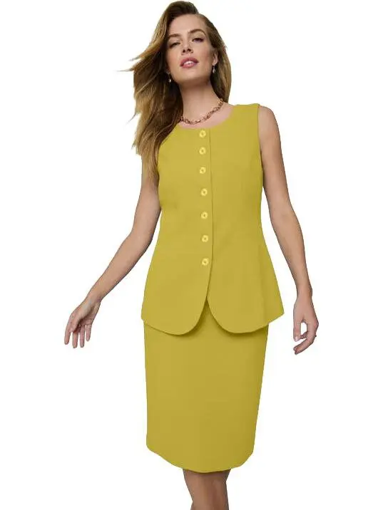 JESSICA LONDON Sleeveless Vest And Skirt Suit - Golden Citrus