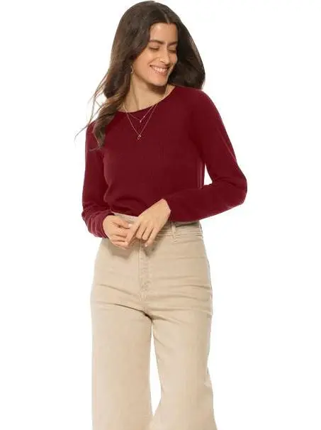 MONTICELLI CASHMERE Ultralight Pure Cashmere Raglan Crewneck Sweater - Bordeaux