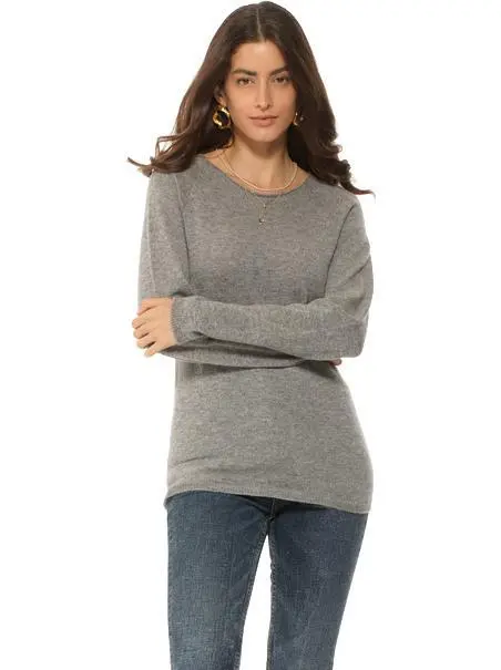 MONTICELLI CASHMERE Ultralight Pure Cashmere Raglan Crewneck Sweater - Melange Grey