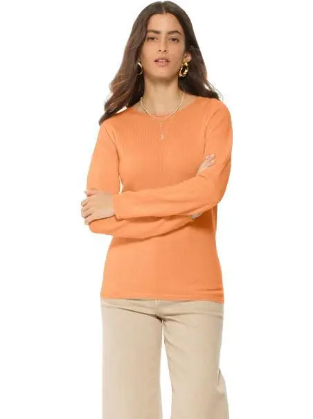 MONTICELLI CASHMERE Ultralight Pure Cashmere Raglan Crewneck Sweater - Orange