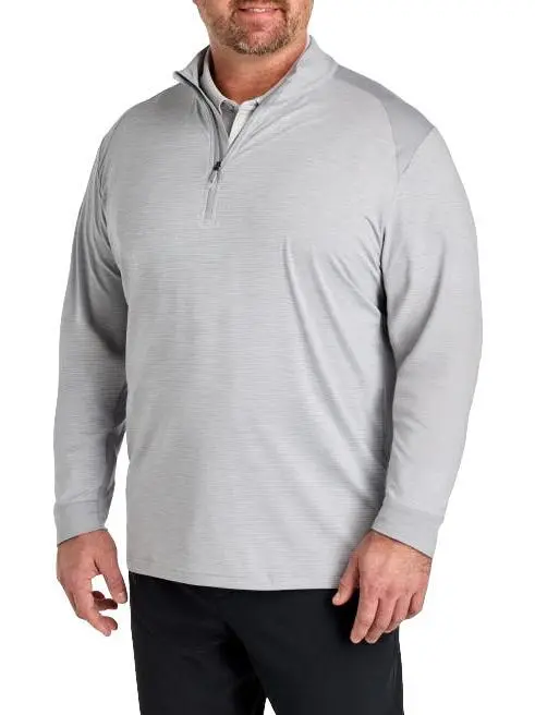 CALLAWAY Big & Tall Soft Touch Colorblocked 1/4-zip Gold Pullover - Concrete Heather