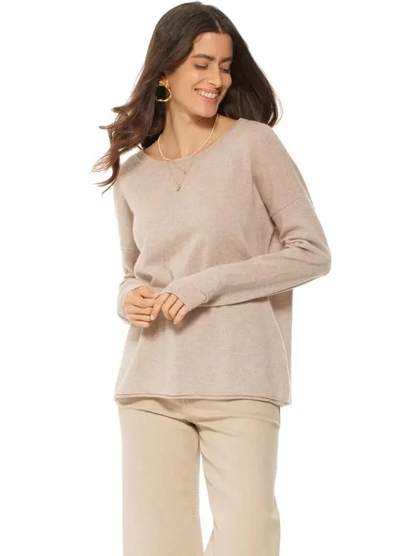 MONTICELLI CASHMERE Pure Cashmere Lightweight Crewneck Sweater - Beige