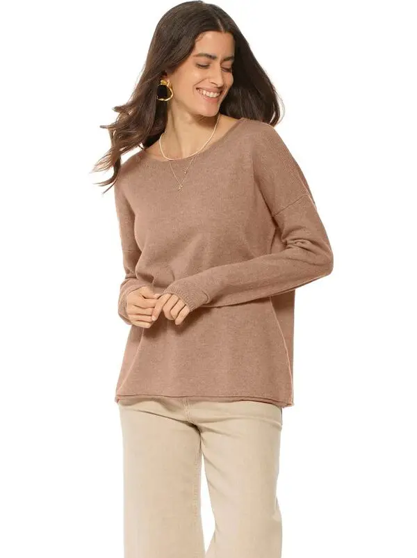 MONTICELLI CASHMERE Pure Cashmere Lightweight Crewneck Sweater - Camel