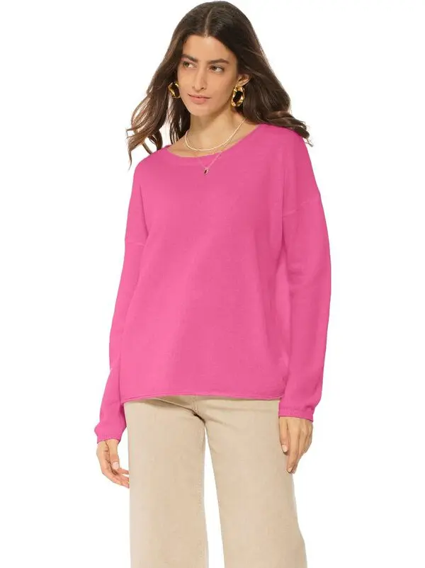 MONTICELLI CASHMERE Pure Cashmere Lightweight Crewneck Sweater - Fuchsia