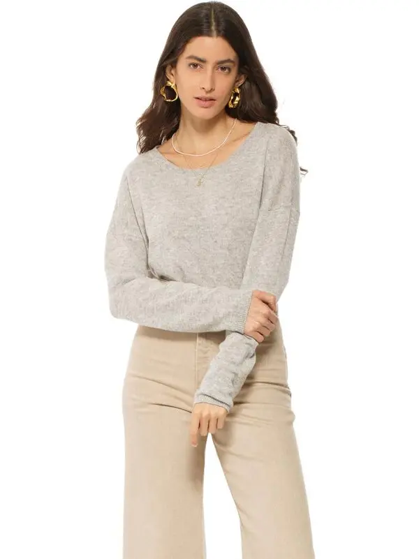 MONTICELLI CASHMERE Pure Cashmere Lightweight Crewneck Sweater - Light Grey