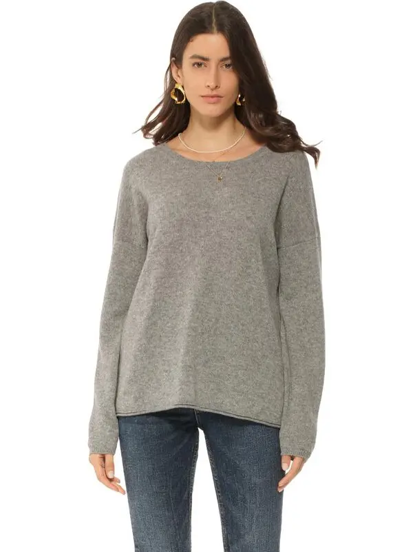 MONTICELLI CASHMERE Pure Cashmere Lightweight Crewneck Sweater - Melange Grey