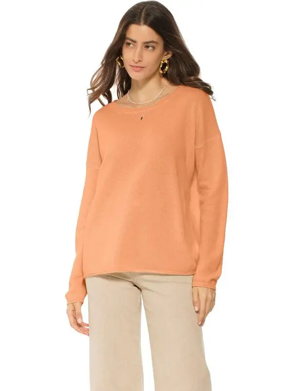 MONTICELLI CASHMERE Pure Cashmere Lightweight Crewneck Sweater - Orange