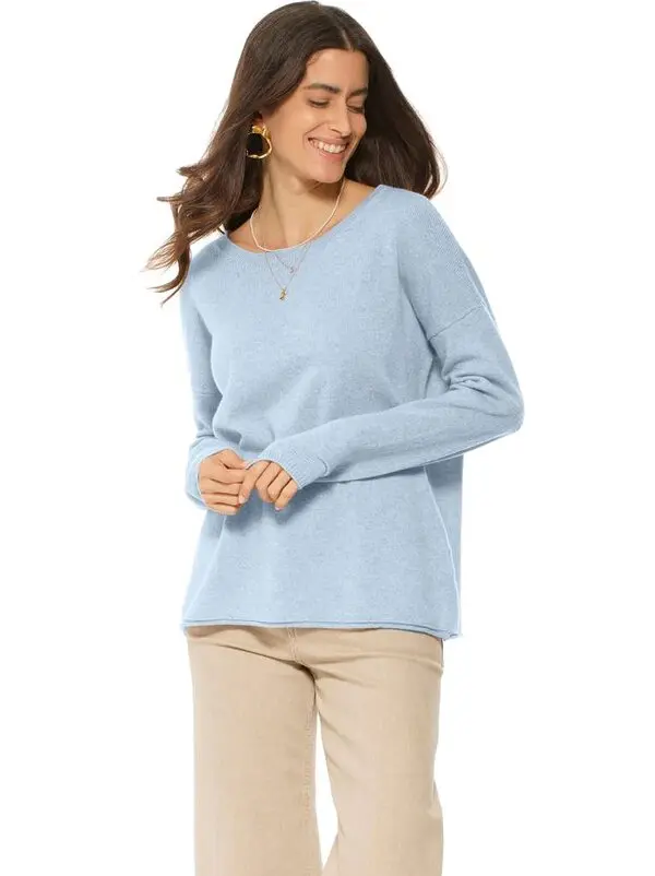 MONTICELLI CASHMERE Pure Cashmere Lightweight Crewneck Sweater - Pastel Blue