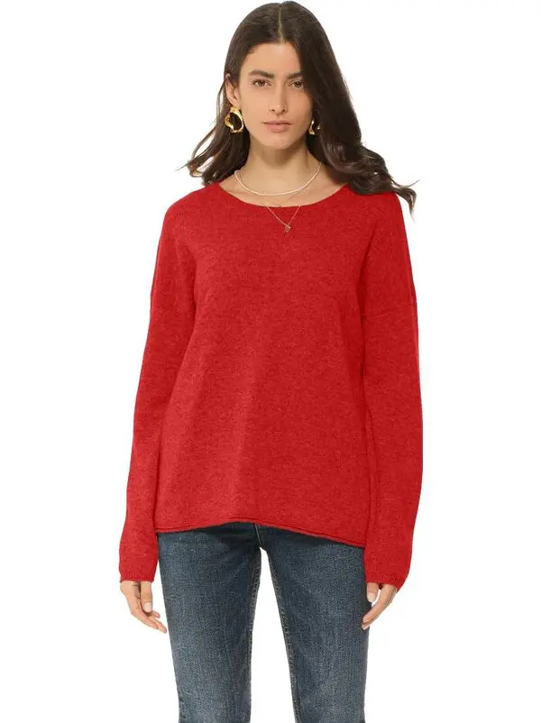 MONTICELLI CASHMERE Pure Cashmere Lightweight Crewneck Sweater - Red