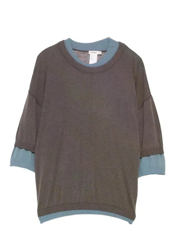 COTEMP Contrasting Collar Top - Brown