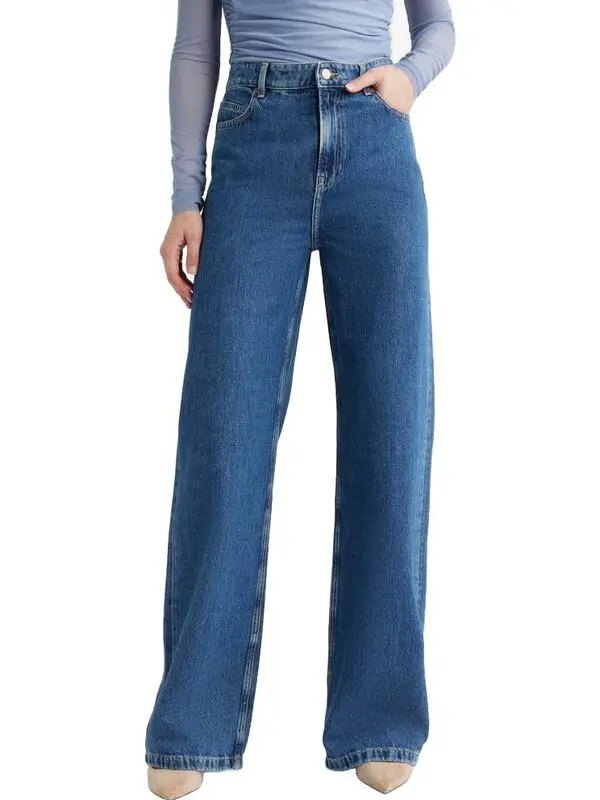 Hugo Boss High Waist Wide Leg Jeans - Blue