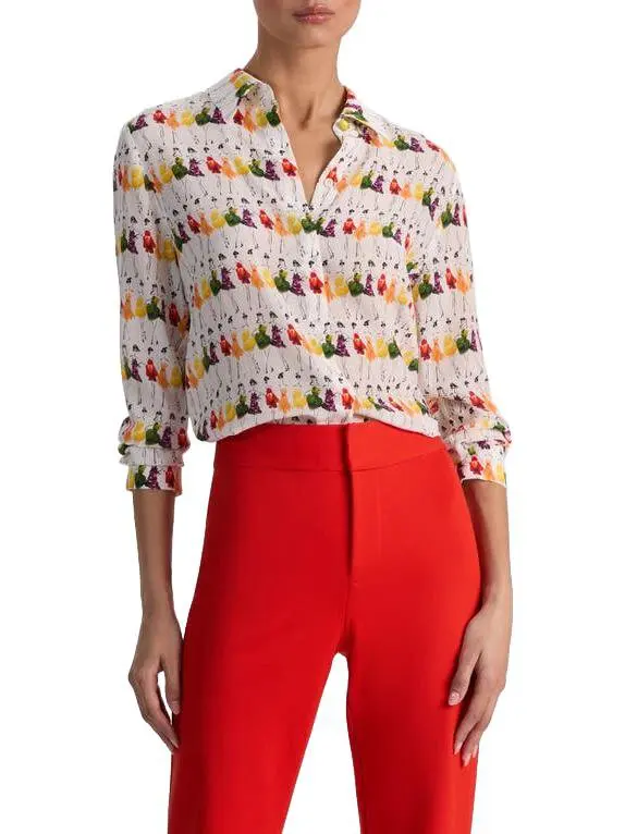 Alice + Olivia Willa Staceface Silk Shirt - Womens Day
