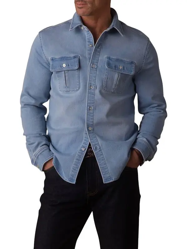 THE NORMAL BRAND Comfort Terry Cloth Shirt Jacket - Light Wash