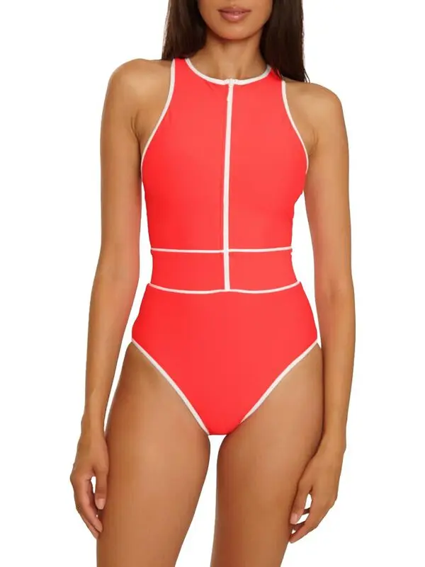 BECCA By Rebecca Virtue Contrast Binding One-piece Swimsuit - Caliente