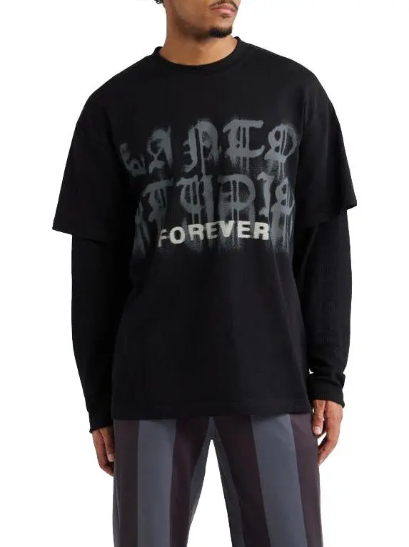 SANTO STUDIO Forever Graphic Layered T-shirt - Black