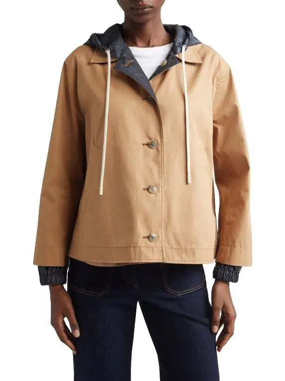 Herno Techno Hooded Reversible Jacket - 2192 Camel To Navy