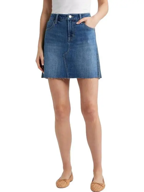 CITY BLUES Colorblock Denim Miniskirt - Dark Vintage Wash
