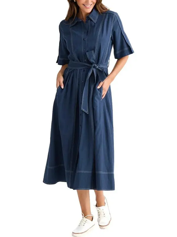 BRAVE+TRUE Leo Maxi Shirtdress - Navy